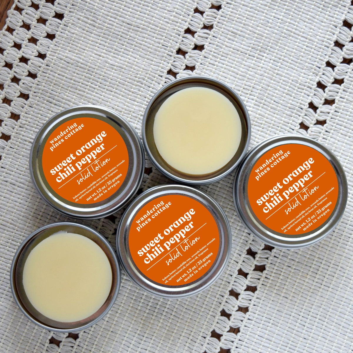 Sweet Orange Chili Pepper Solid Lotion Tin – Wandering Pines Cottage